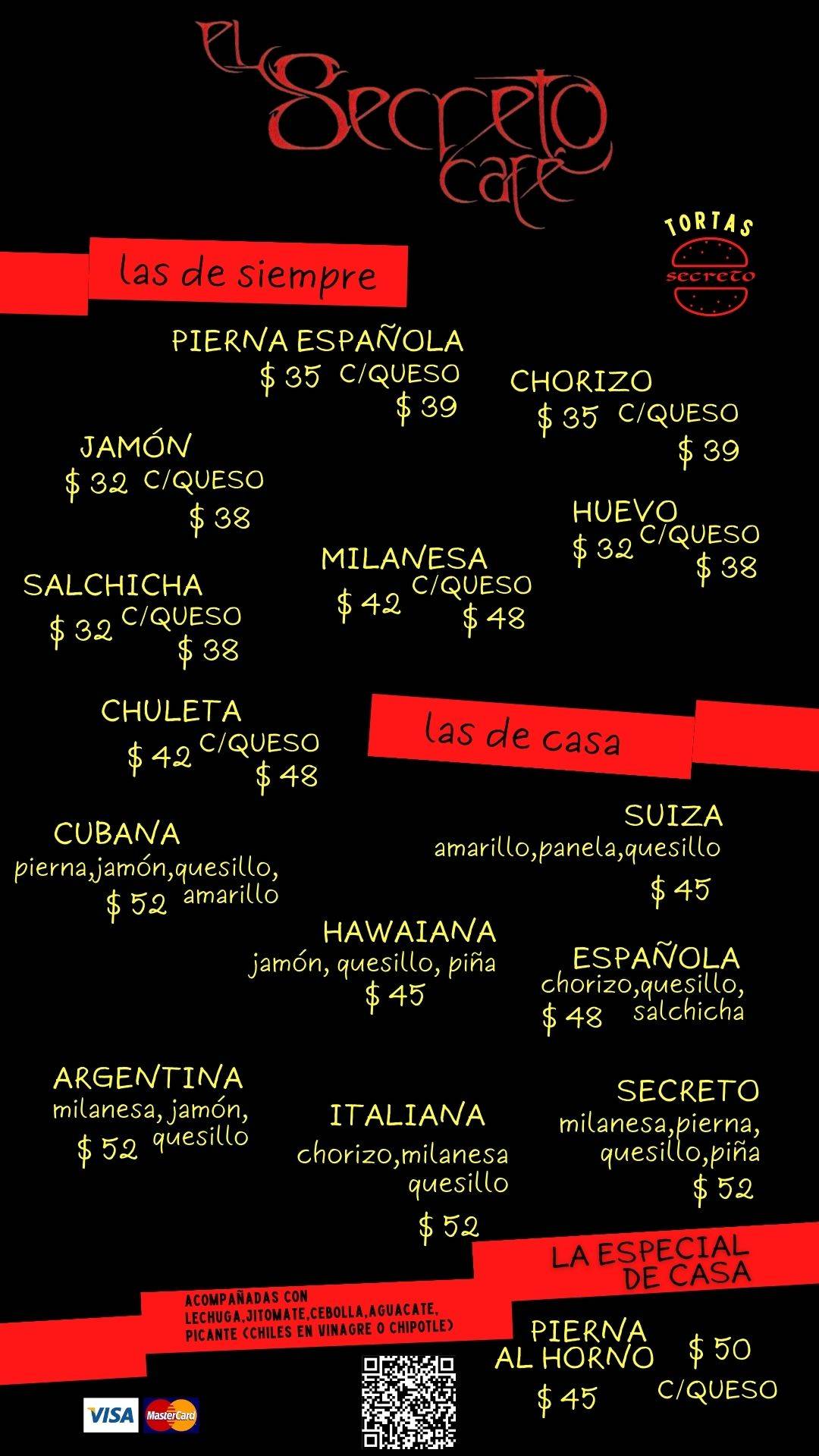 Menu at Cafetería el Secreto, Mexico City, Av. Universidad 839