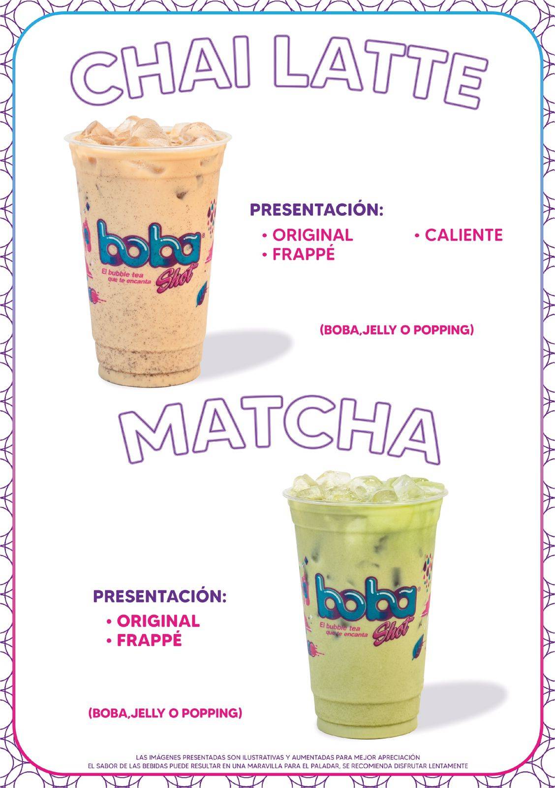 Carta del café Boba Shot, Acapulco, Av Costera Miguel Alemán 2148