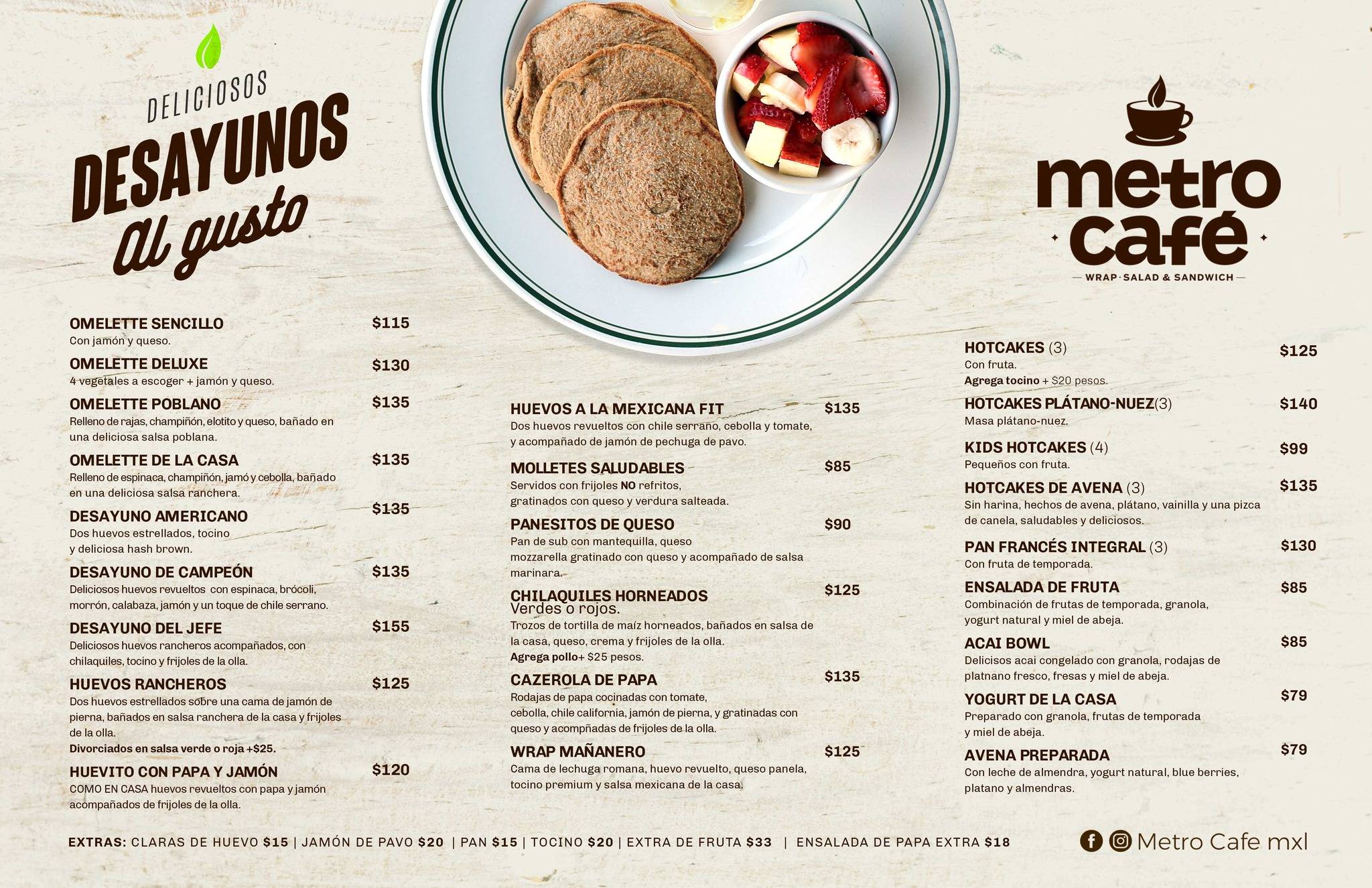 Carta de Metro Café, Mexicali