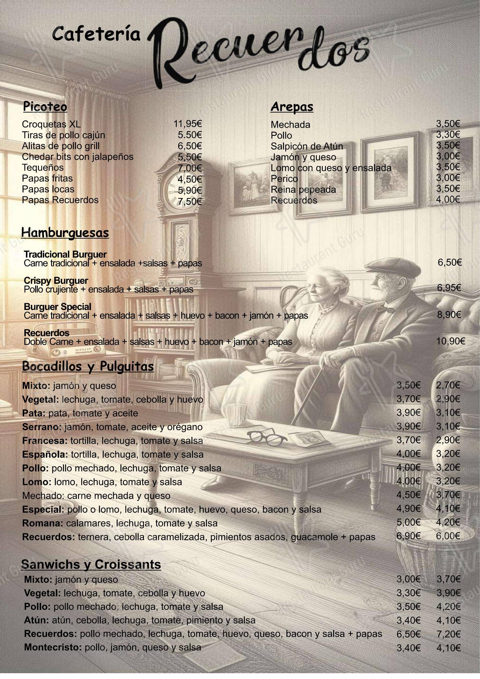 Carta de Recuerdos Cafe & Lounge, El Sauzal
