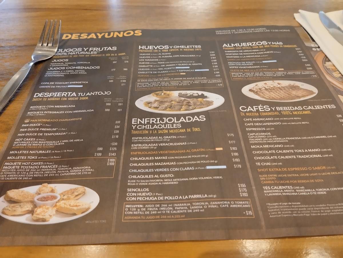 Carta de cafetería Toks Puente de Alvarado, Ciudad de México, Av ...