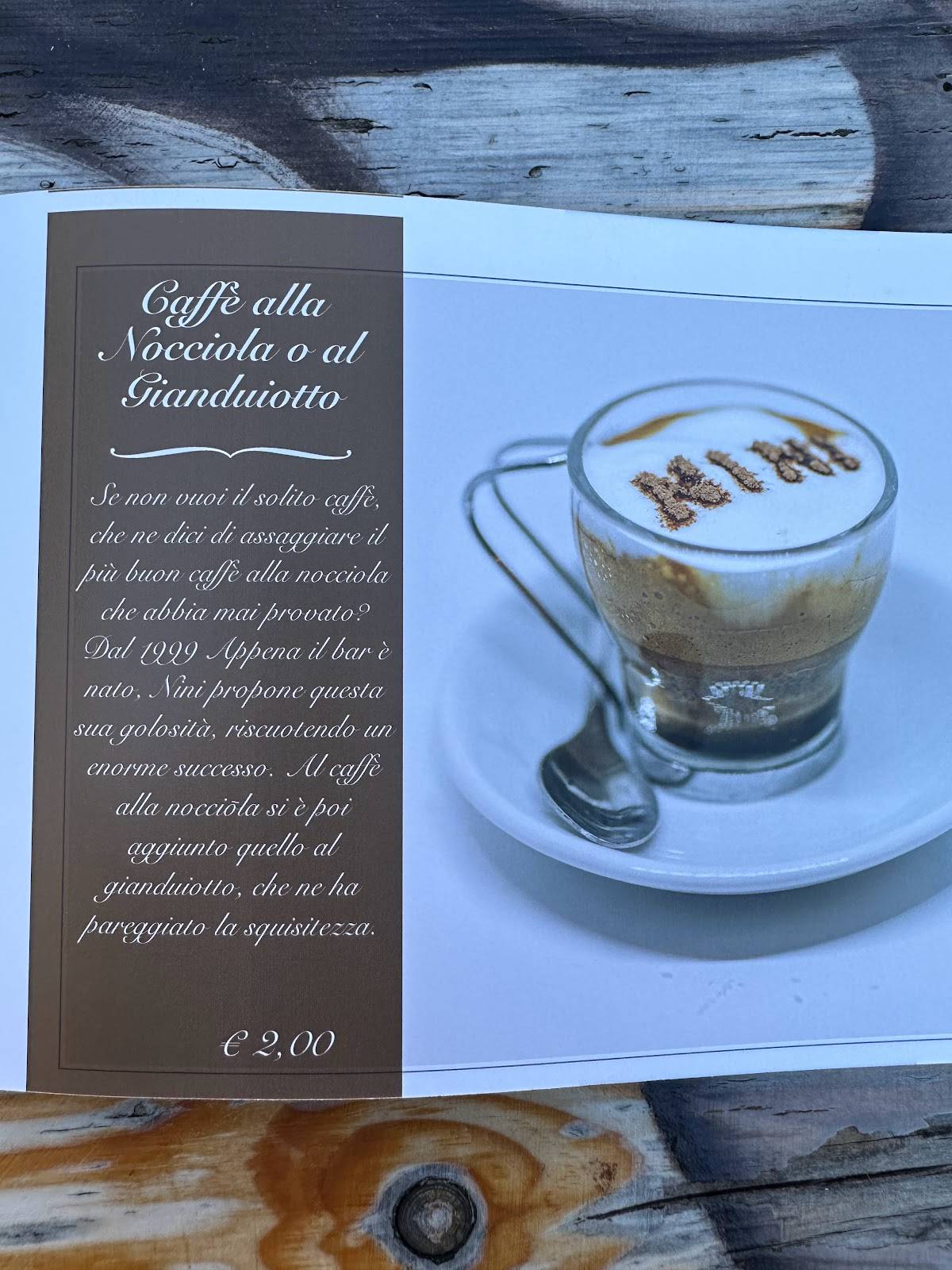 Menu da Caffè Ninì caffè bar, Diamante, Via Ludovico Fabiani