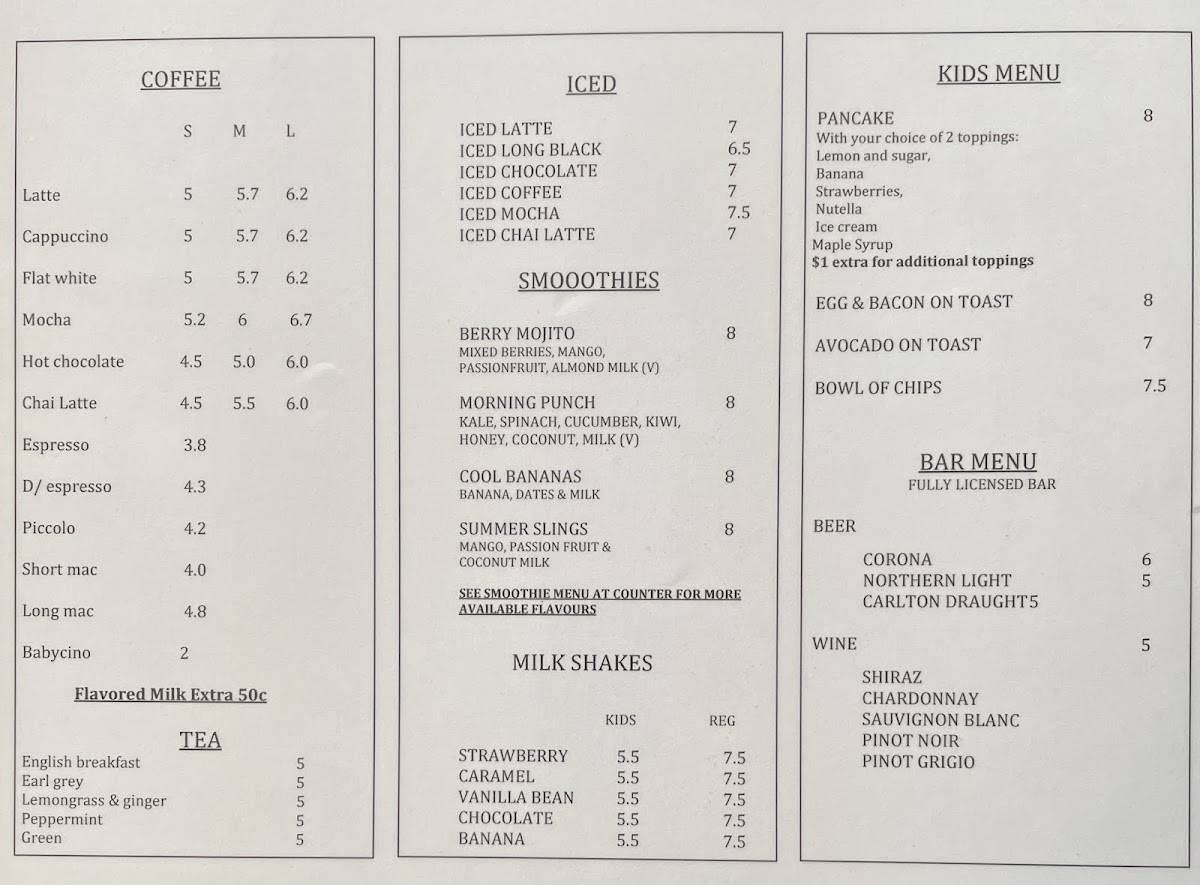 Menu at Caffe Spuntino cafe, South Morang, 538 Plenty Rd