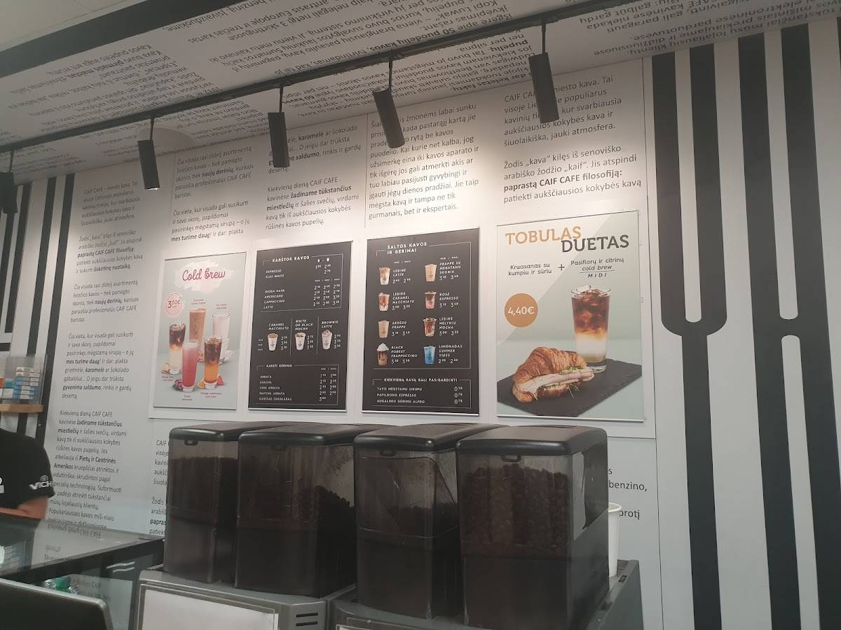Menu at Caif Cafe, Vilnius, Mindaugo g. 11