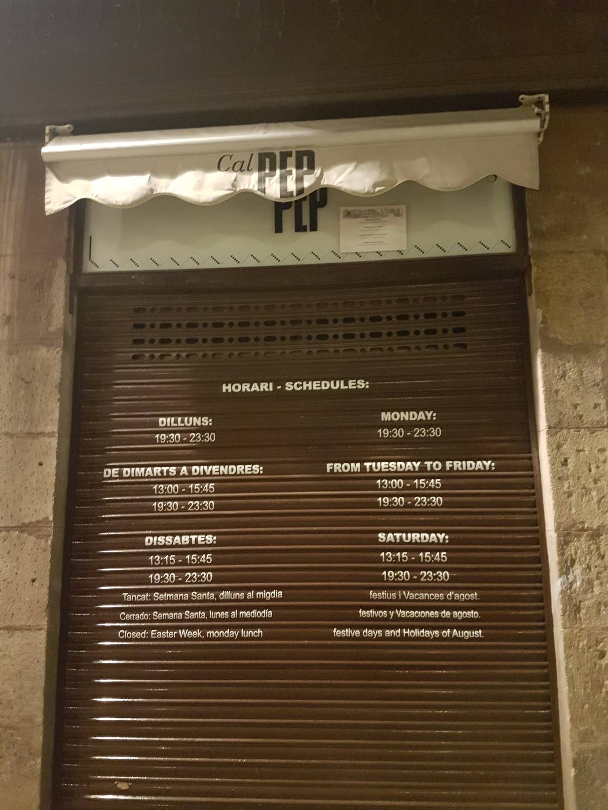 Menu at Cal Pep pub & bar, Barcelona, Plaça de les Olles