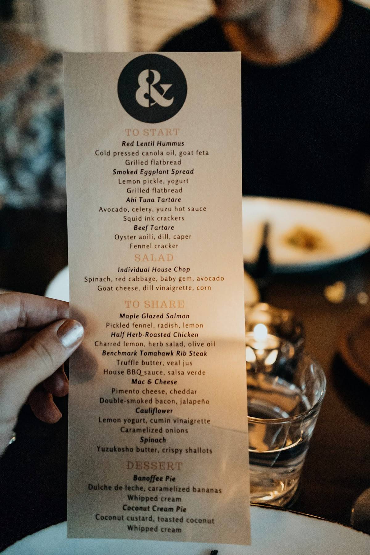Menu at Flower and Wolf Calgary restaurant, Calgary
