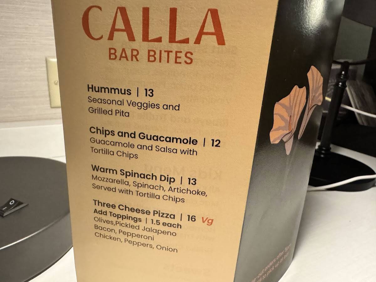 Menu at Calla, Hilton Garden Inn, Monterey, CA restaurant, Monterey