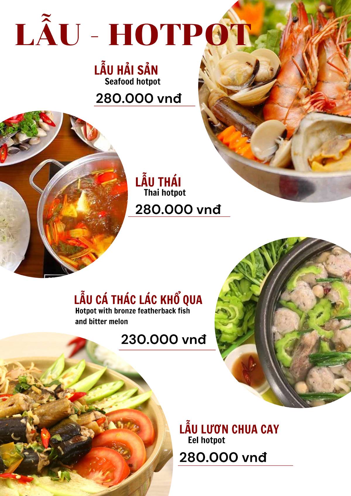 Menu at Gà Chỉ Hải Sản Thanh Trà restaurant, Cam Ranh