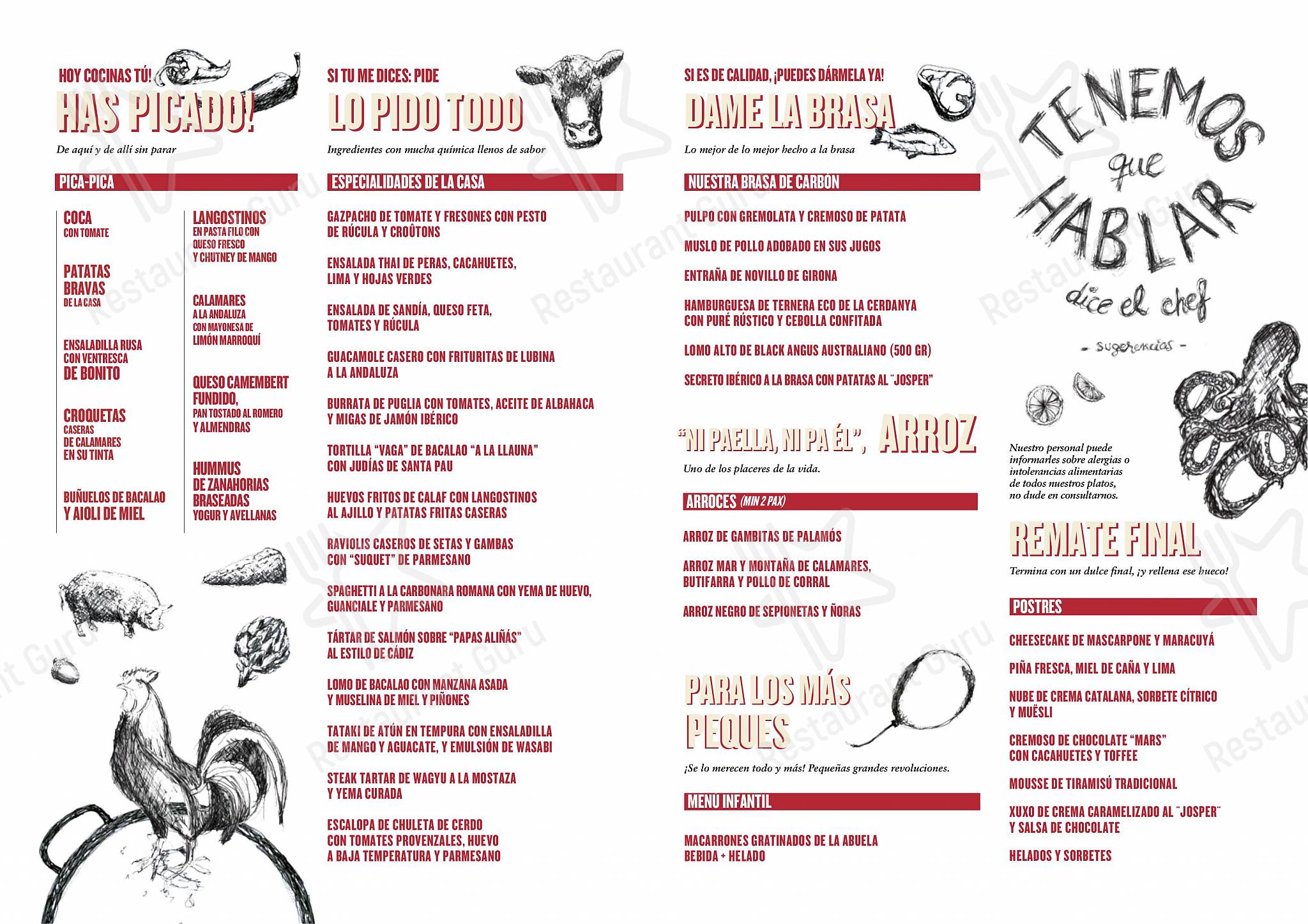 Menu at Can Gula pub & bar, Sant Cugat del Vallès, Av. de Rius i Taulet