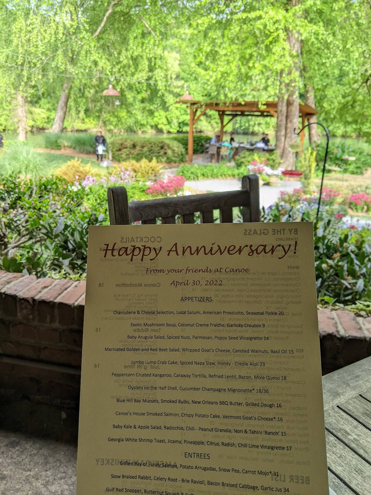 Menu at Canoe restaurant, Atlanta, Paces Ferry Rd SE