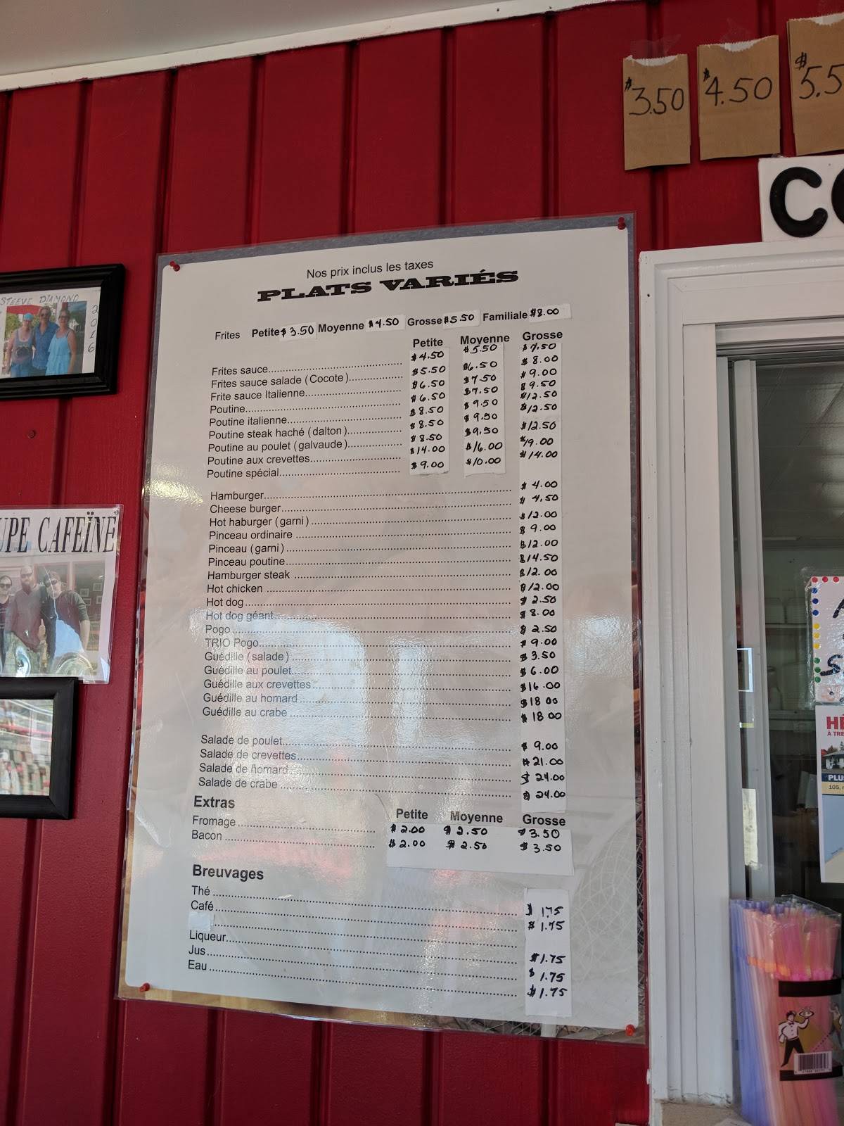 Menu au Cantine Ste-Flavie restaurant, Mont-Joli