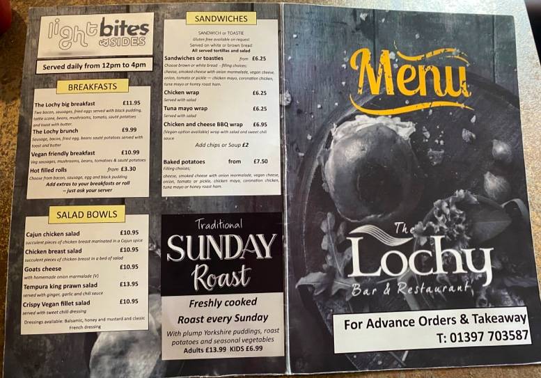 Menu at The Lochy pub & bar, Fort William