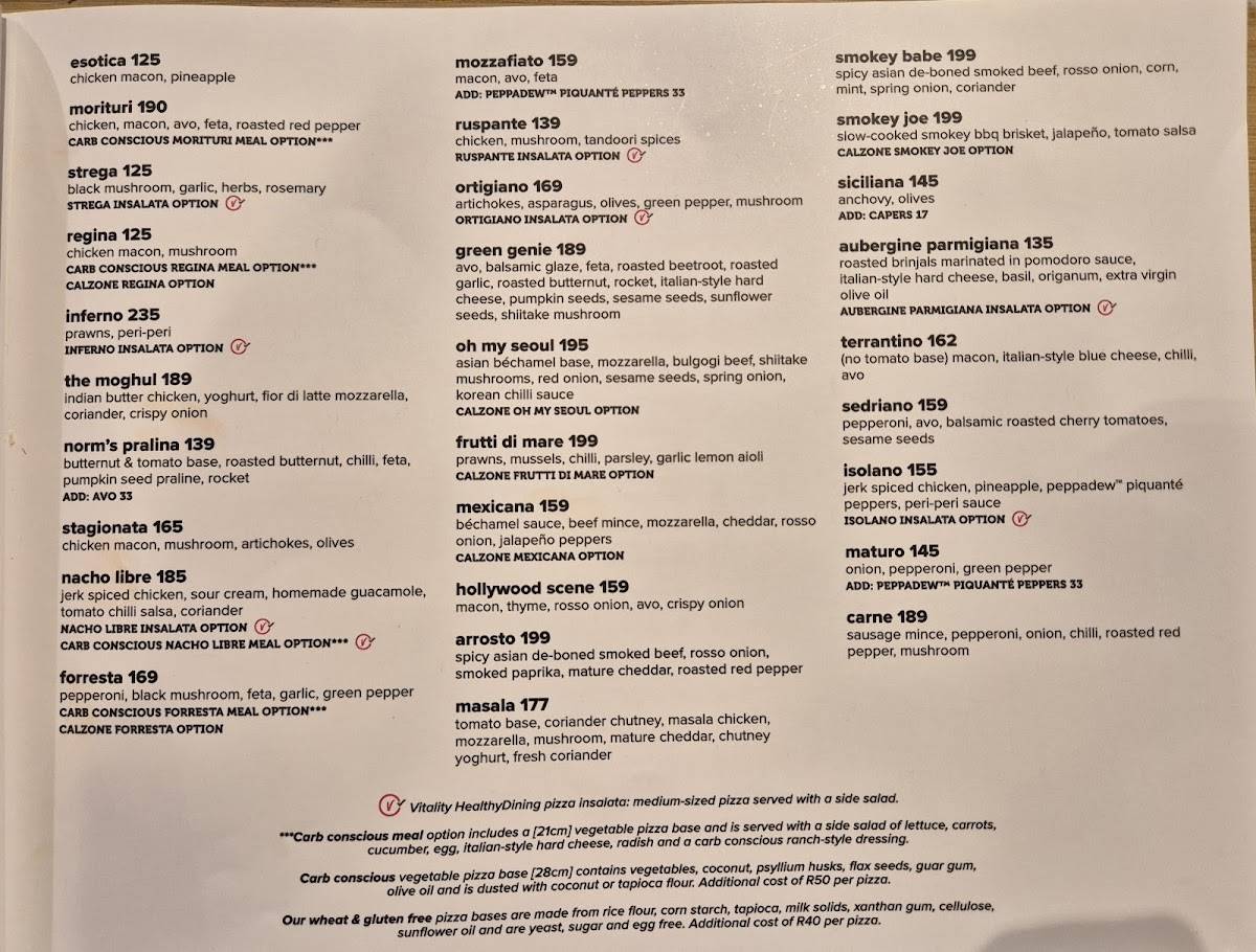 Menu at Col'Cacchio V&A Waterfront (Halaal Friendly) restaurant, Cape ...