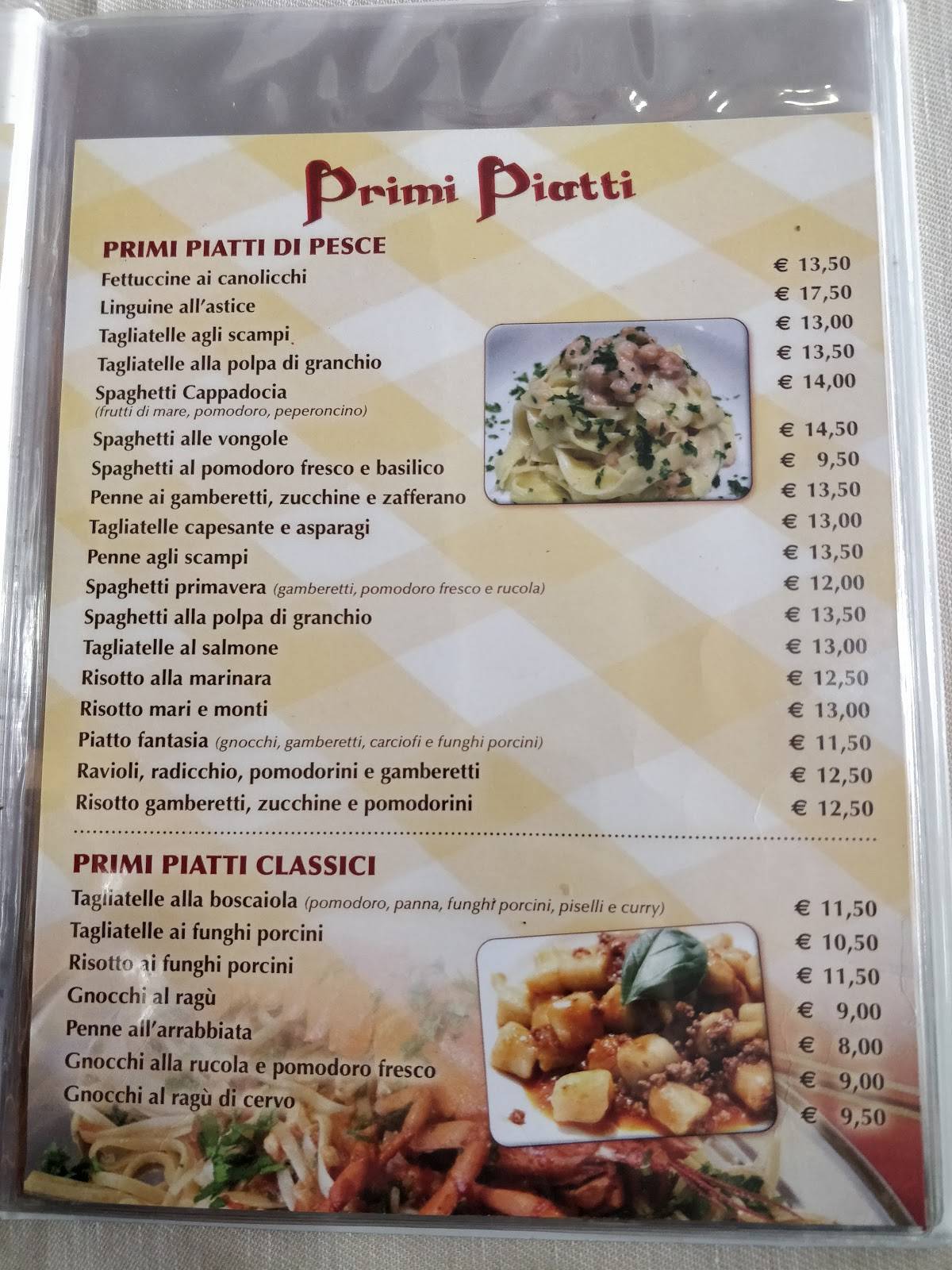 Menu at Cappadocia restaurant, Guanzate