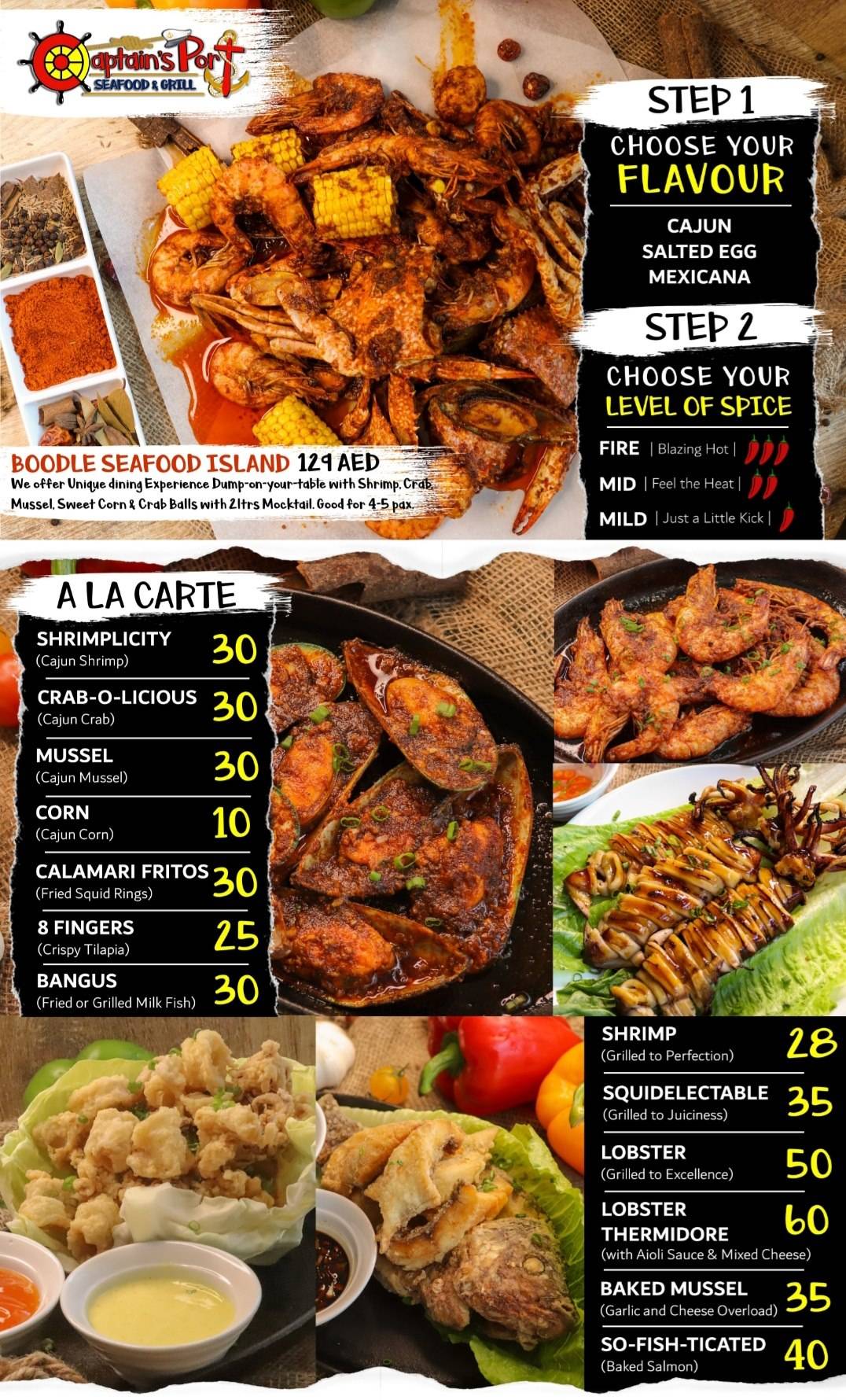 Menu at Captain's Port Seafood and Grill Restaurant, Sharjah
