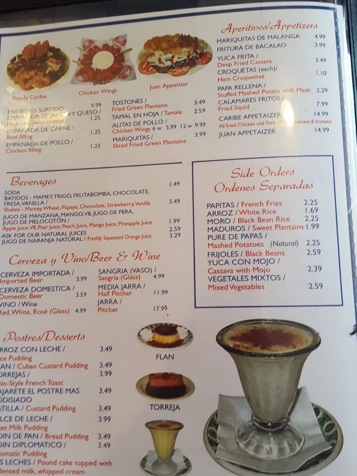 Menu at Caribe Cafe Restaurant, Miami, NW 7th St
