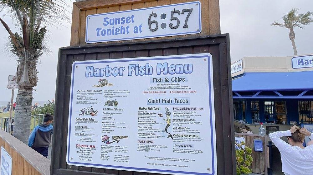 Carta de Harbor Fish Cafe, Carlsbad