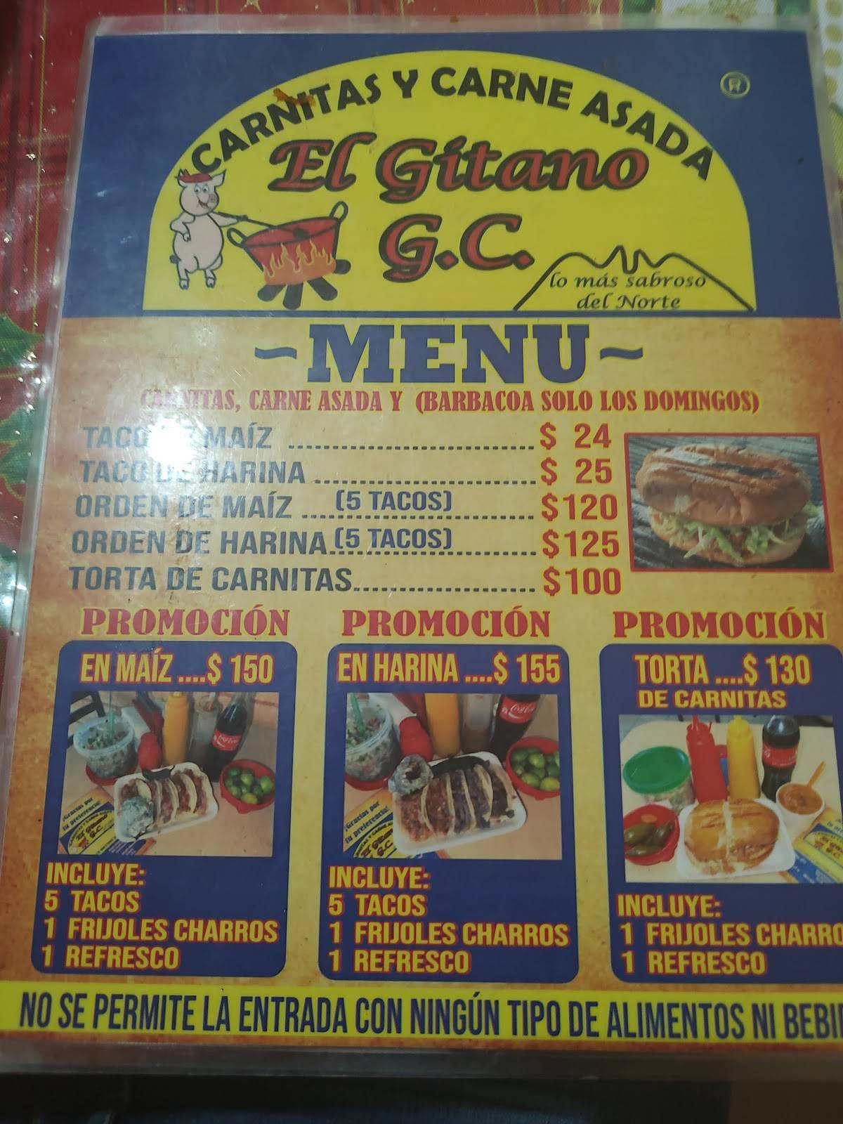 Carta del restaurante Carnitas y Carne Asada el Gitano, Apodaca ...