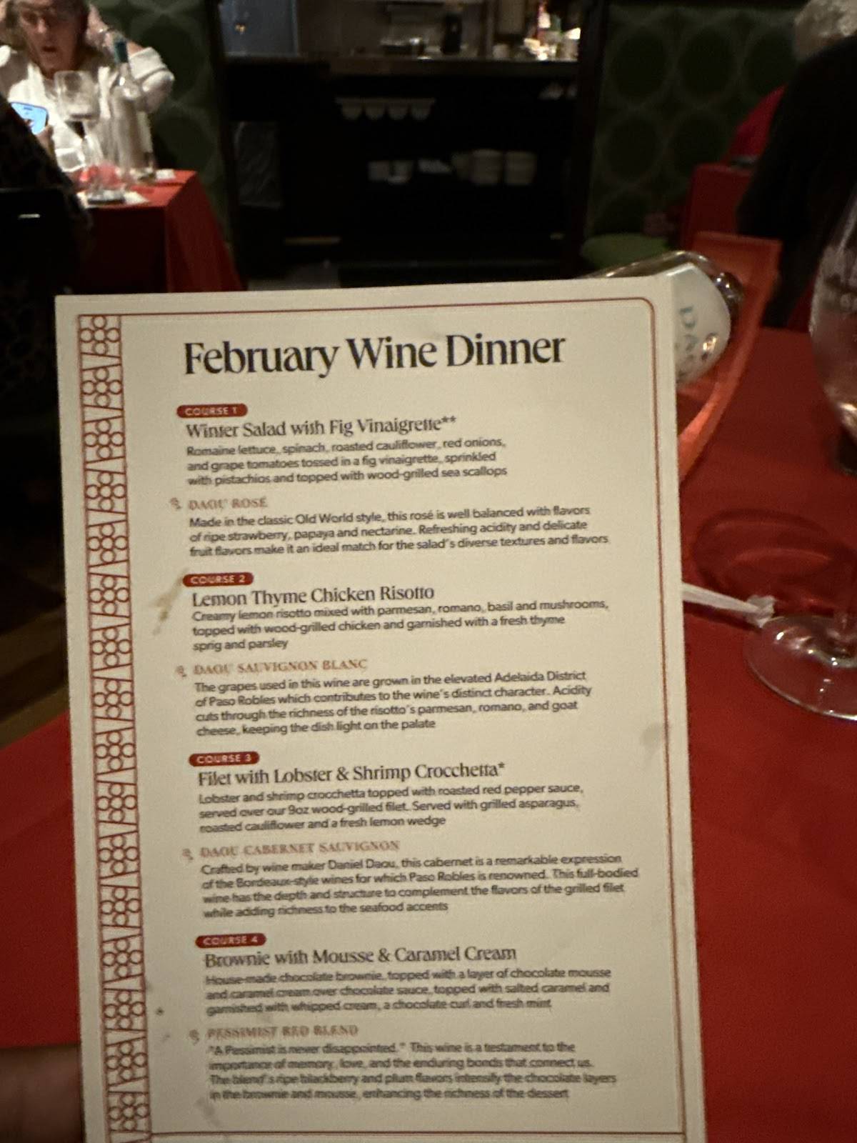 Menu at Carrabba's Italian Grill restaurant, San Antonio, I-10