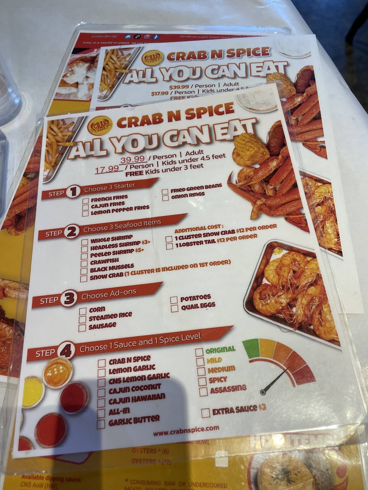 Menu at Crab N Spice Carson restaurant, Carson