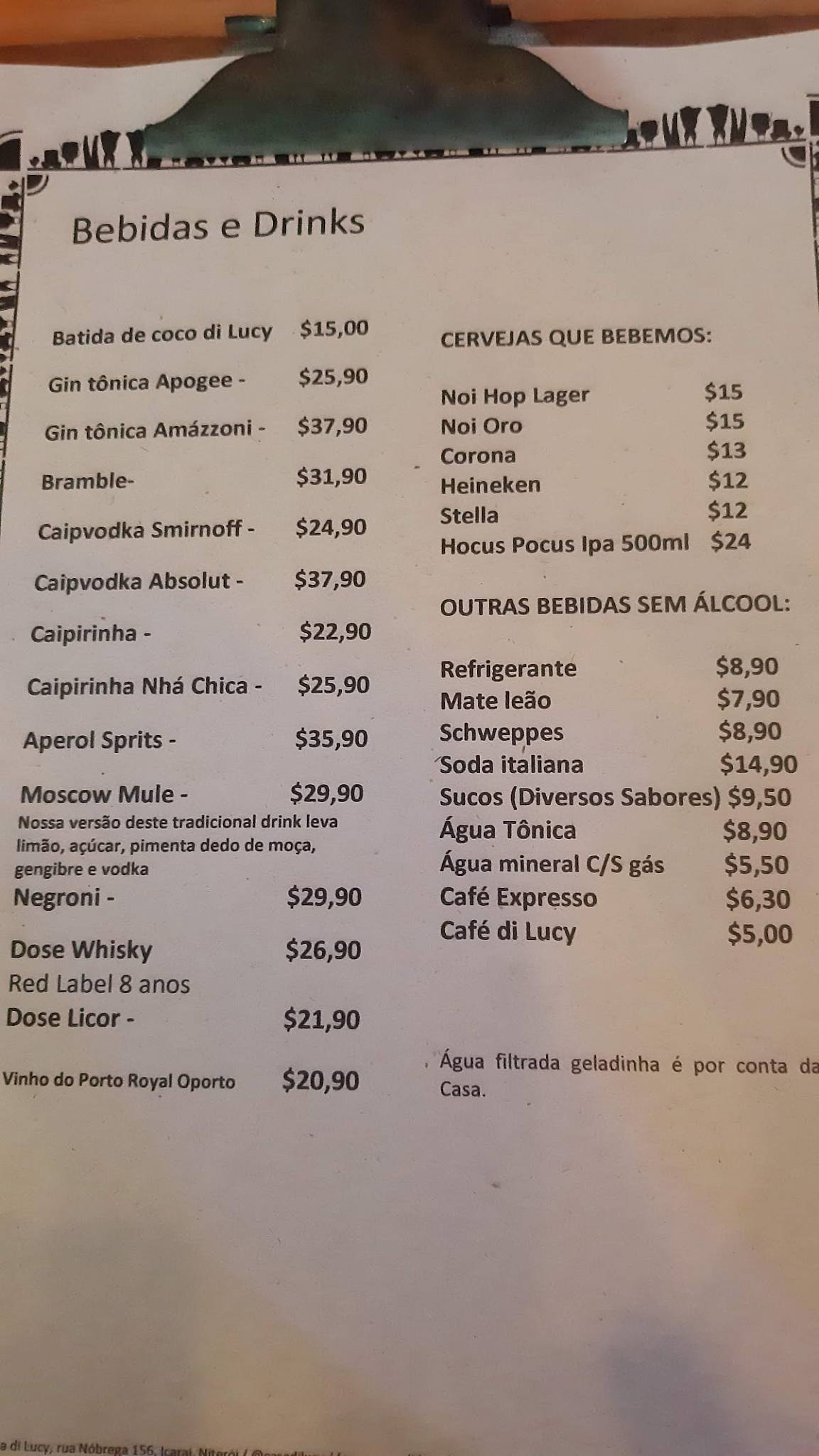 Menu em Casa Di Lucy restaurante, Niterói