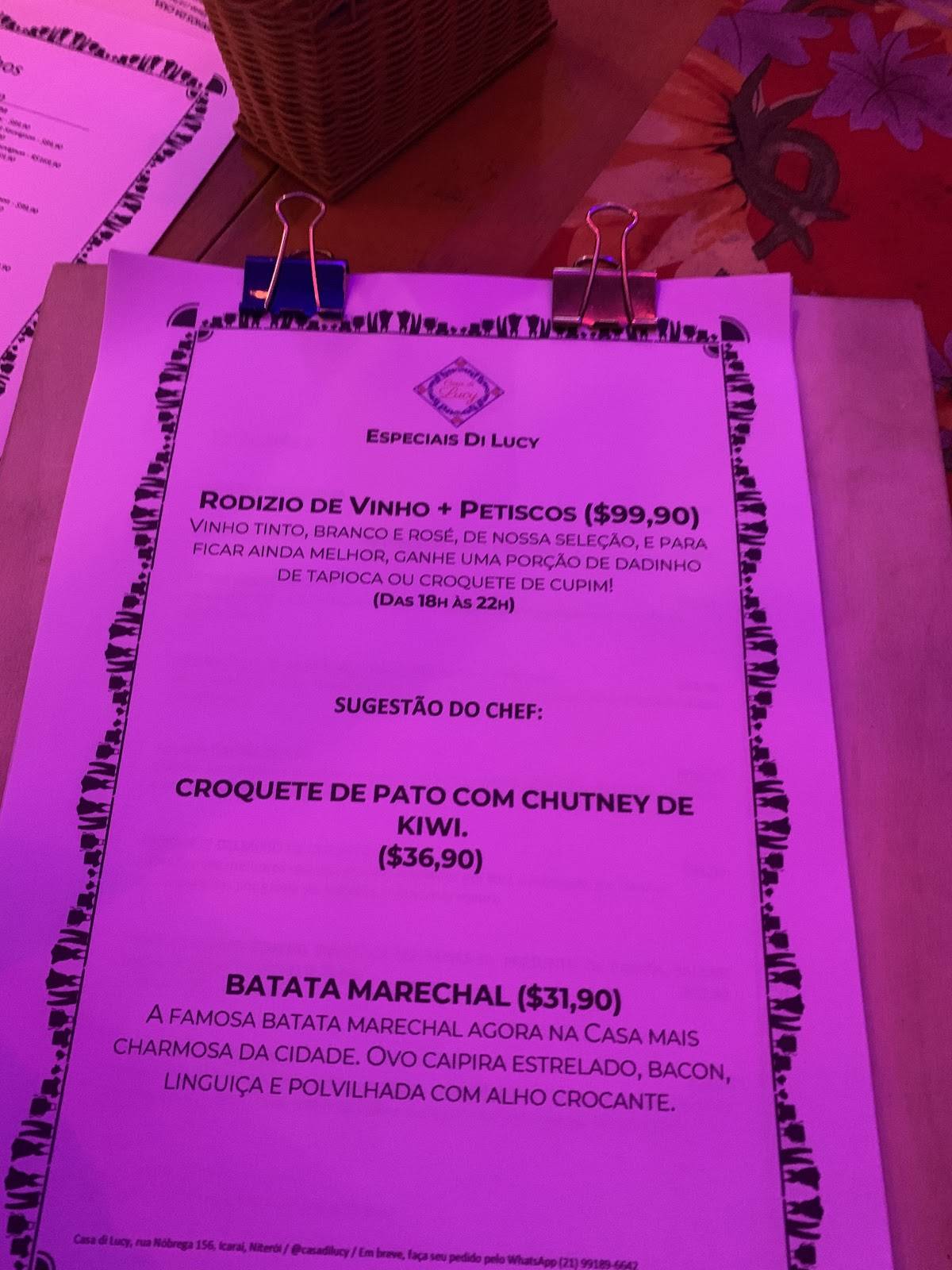 Menu em Casa Di Lucy restaurante, Niterói
