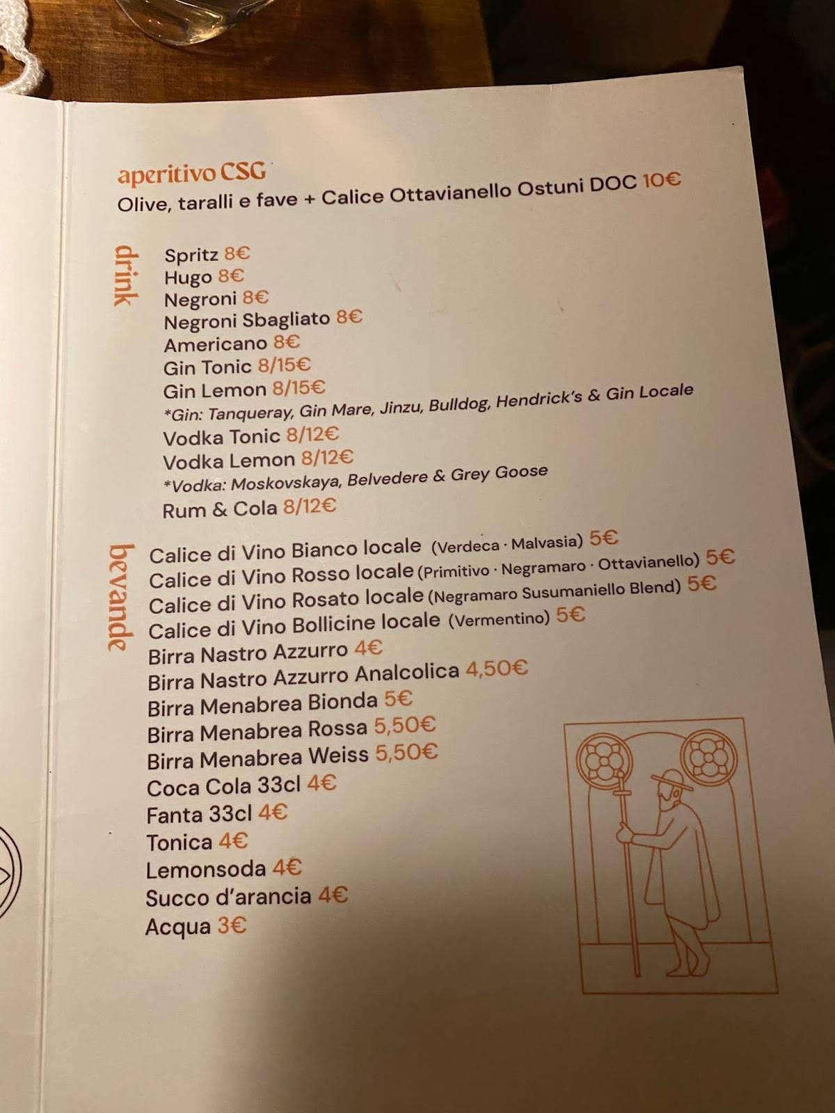 Menu at Casa San Giacomo Ostuni restaurant, Ostuni