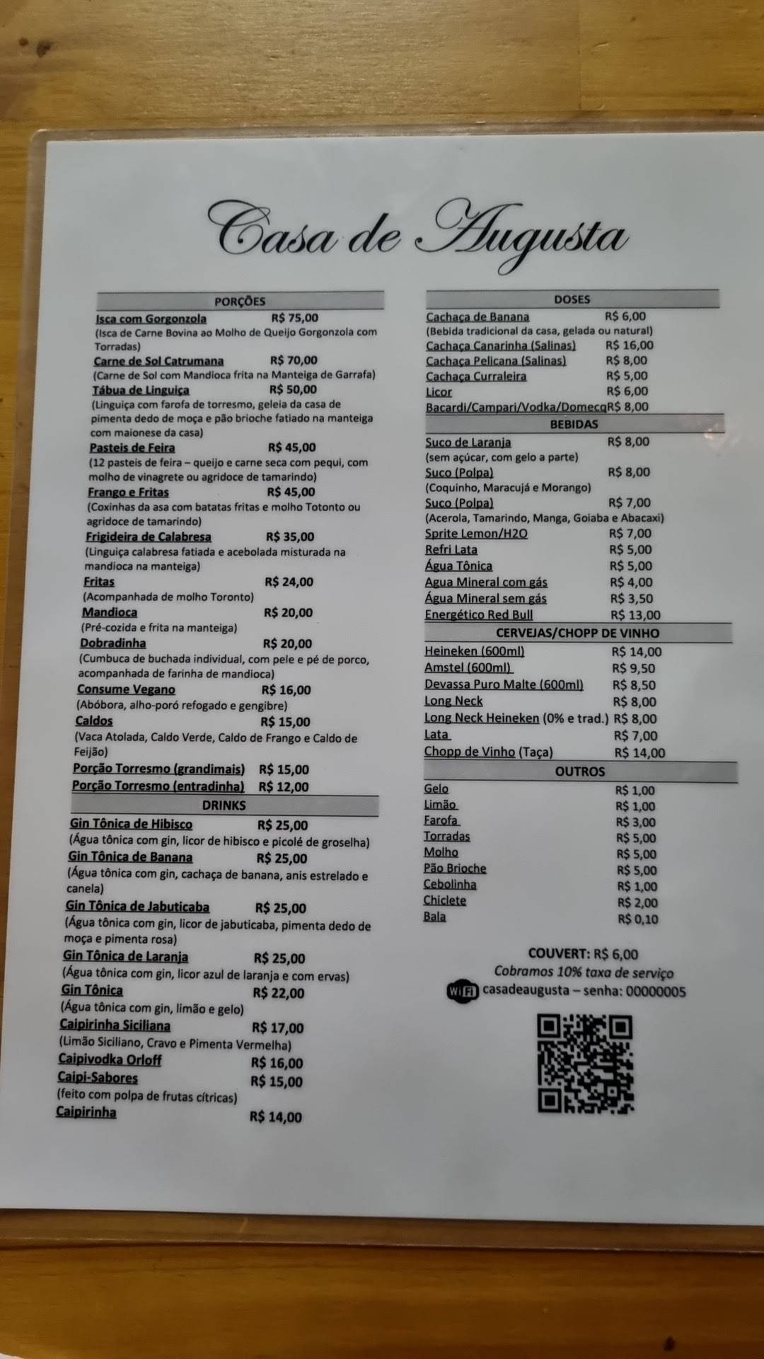 Menu em Casa de Augusta pub & Bar, Montes Claros