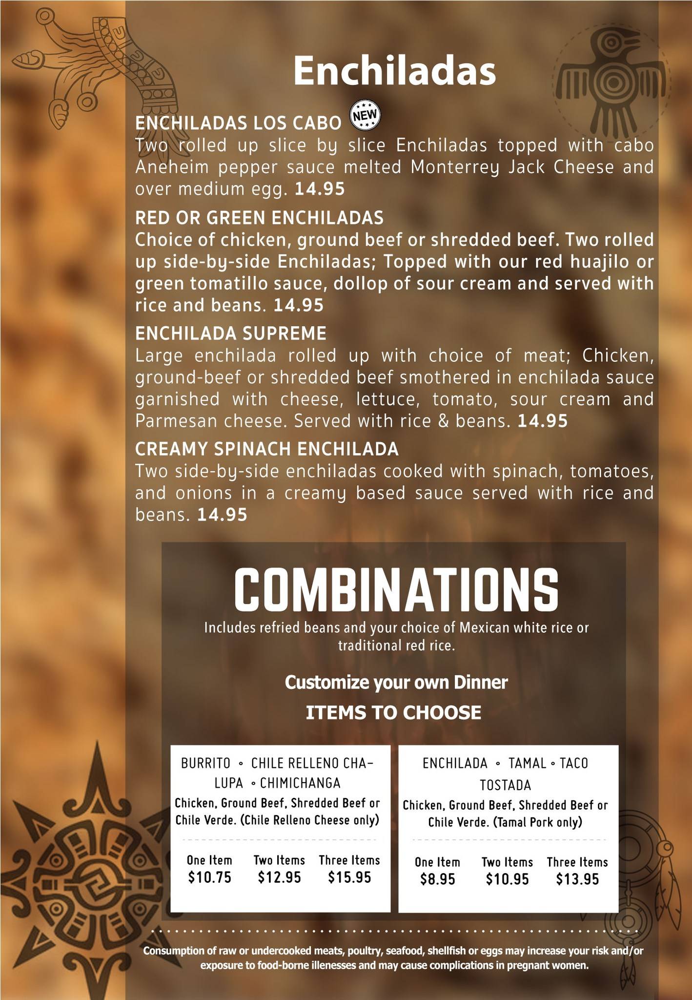 Menu at Casa de Reyes restaurant, Sweet Home