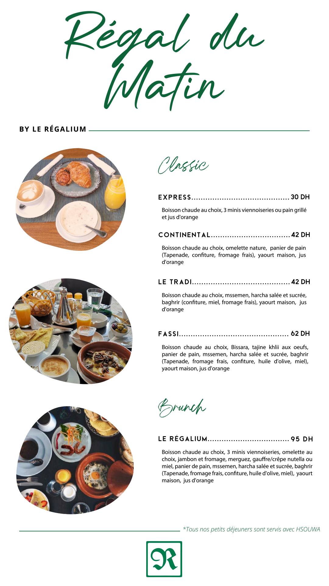 Carta del restaurante Le regalium, Casablanca