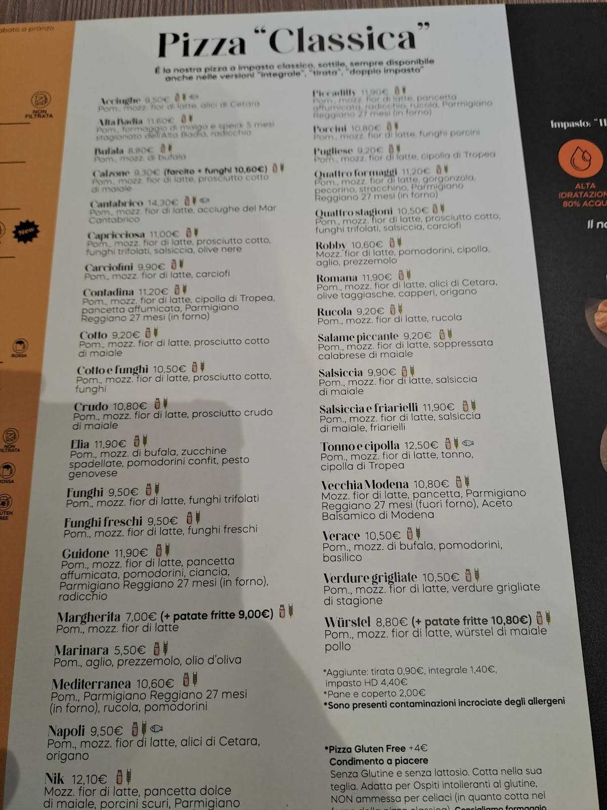 Menu da Ristorante Pizzeria Piccadilly, Casinalbo