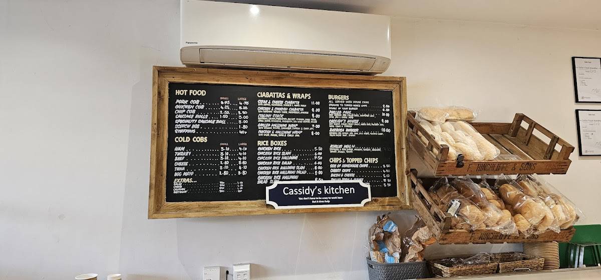 Menu at Cassidy's Kitchen cafe, Nottingham
