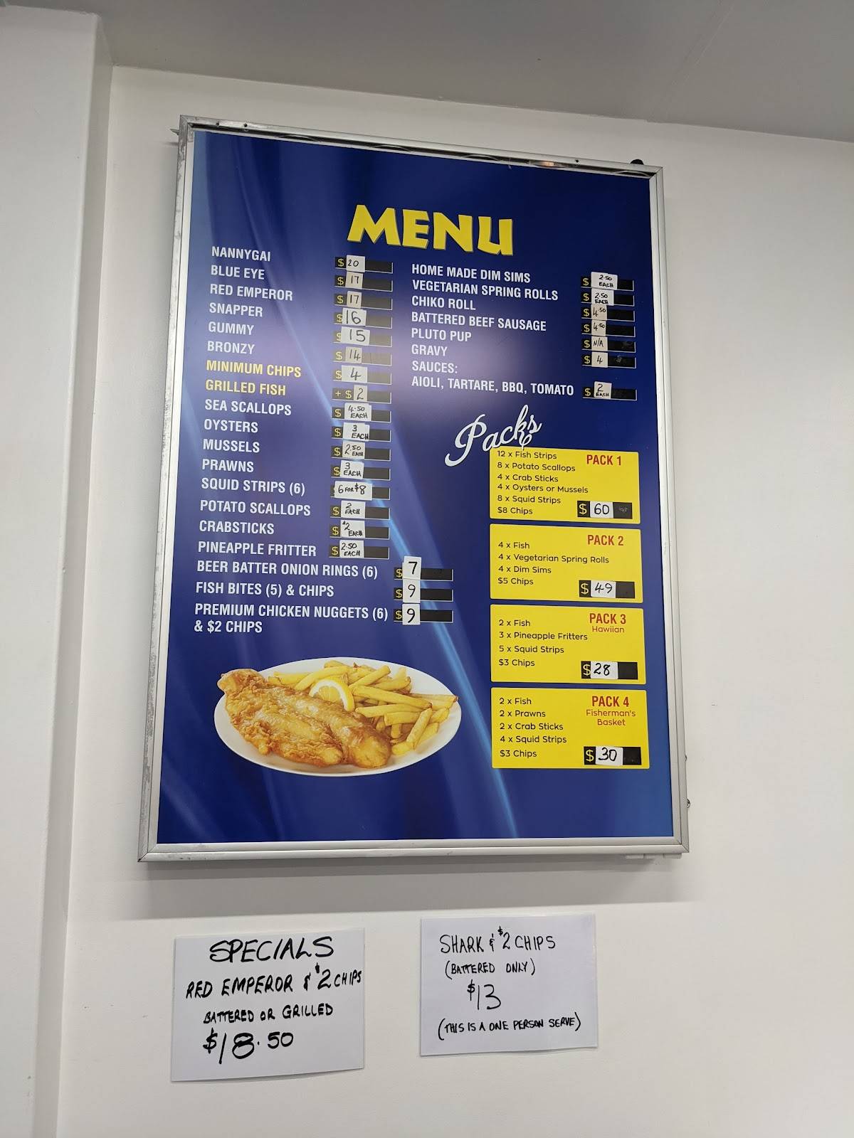 Menu at Castletown Fish & Chips restaurant, Castletown