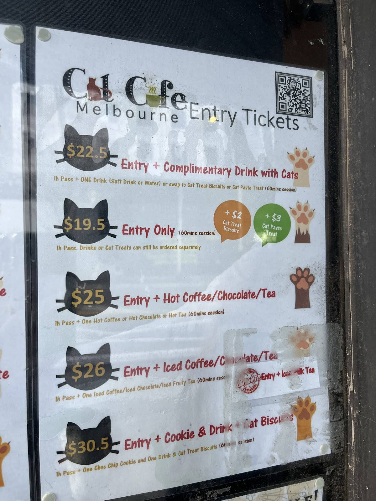 Menu at Cat Cafe Melbourne, Melbourne