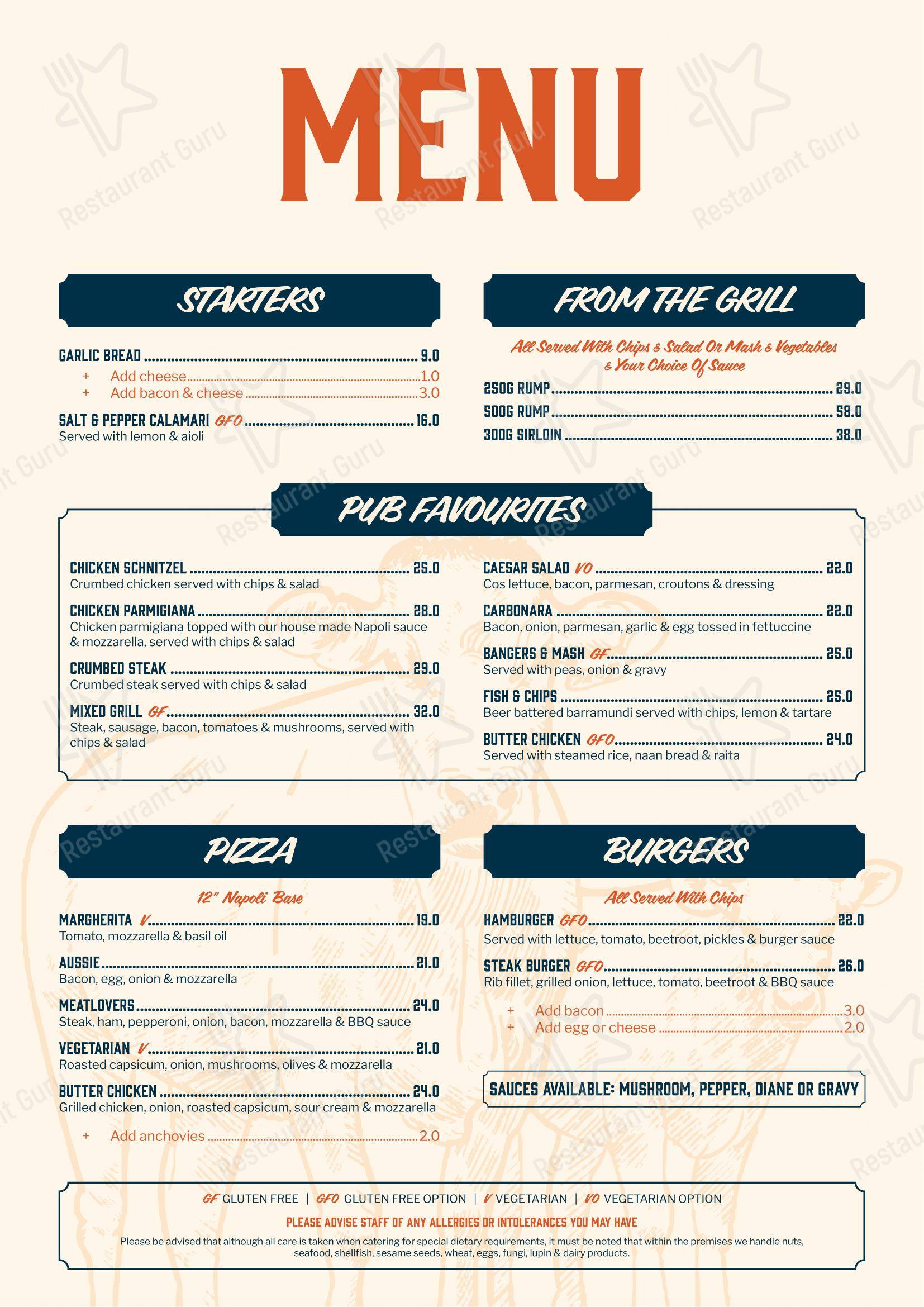 Menu at Cattle Camp Hotel Charleville pub & bar, Charleville