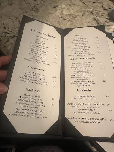 Carta del restaurante Cavallo Nero, Hamilton