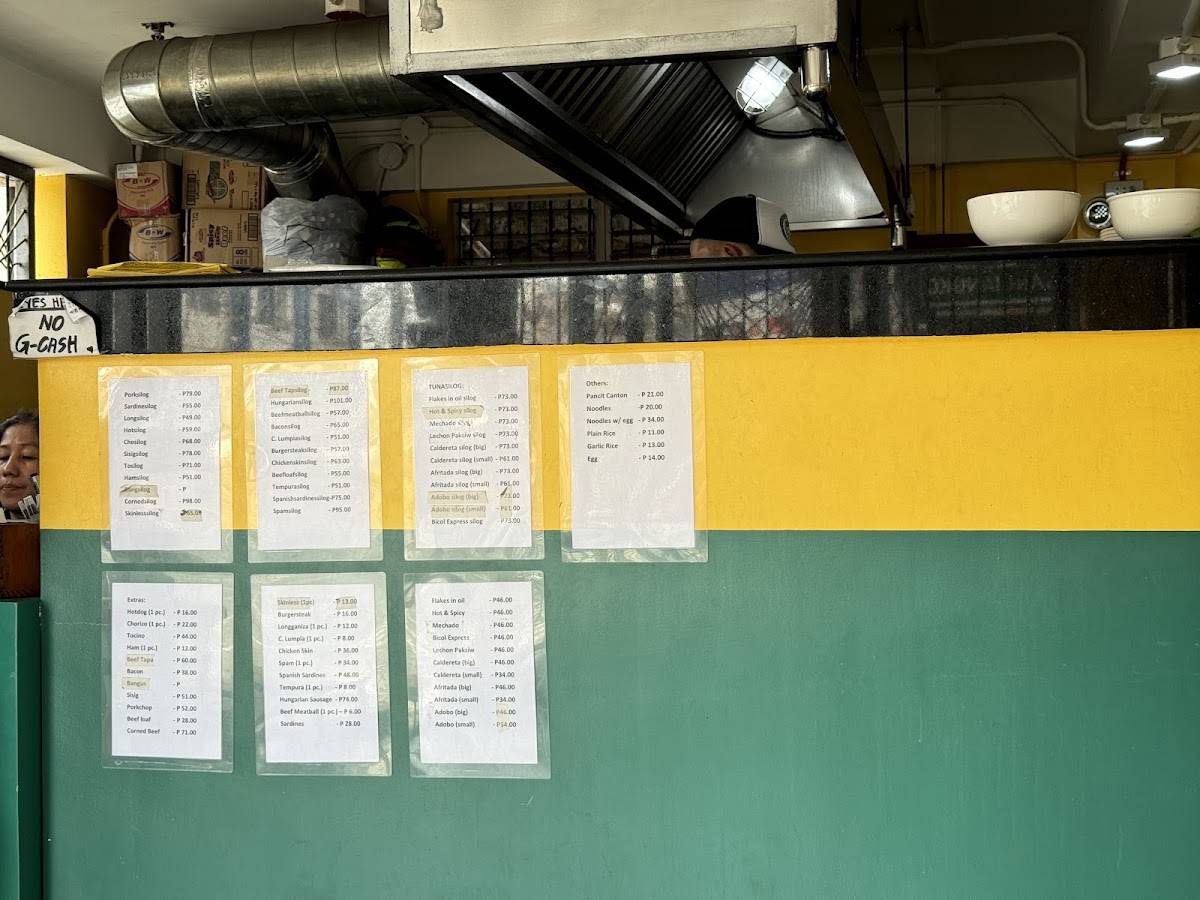 Menu at Silogan ni Gian restaurant, Cebu City, 8V2X+FG2
