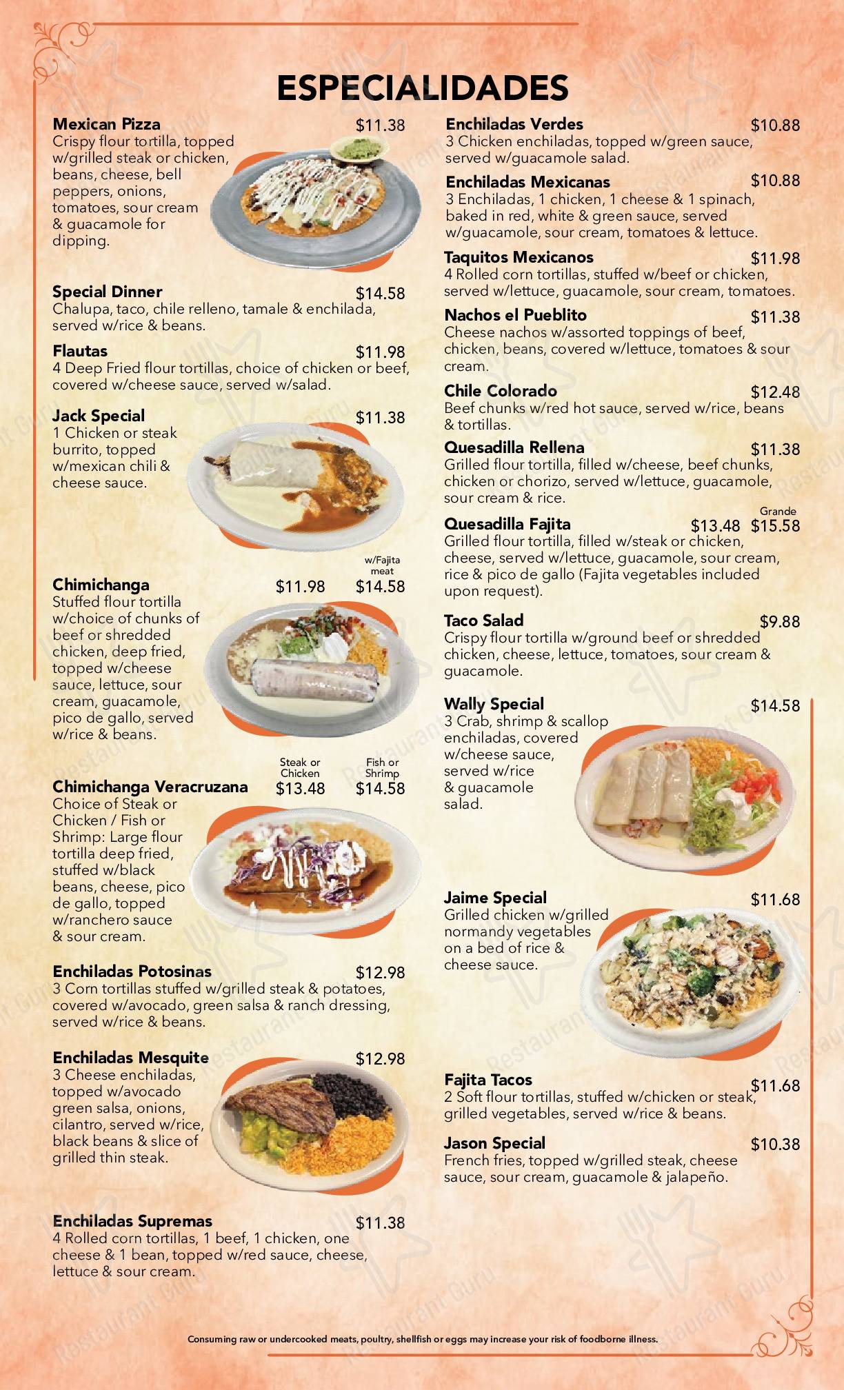 Menu at El Pueblito Mexican Restaurant, Centerton
