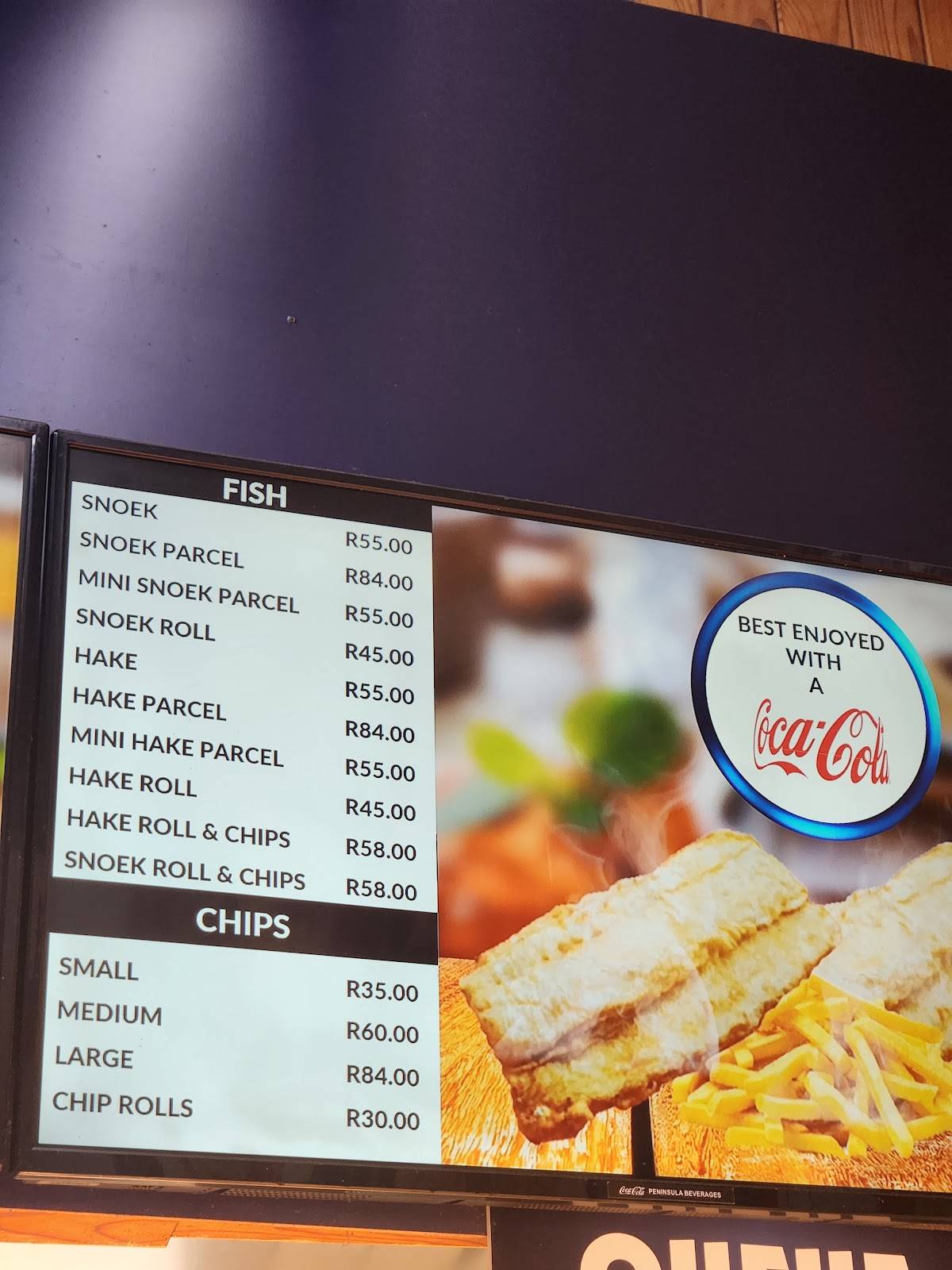 Menu at Central Fisheries / Central Fish & Chips restaurant, Cape Town