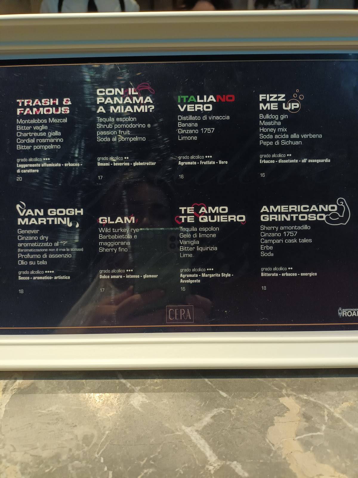 Menu da Cera ristorante, Milano