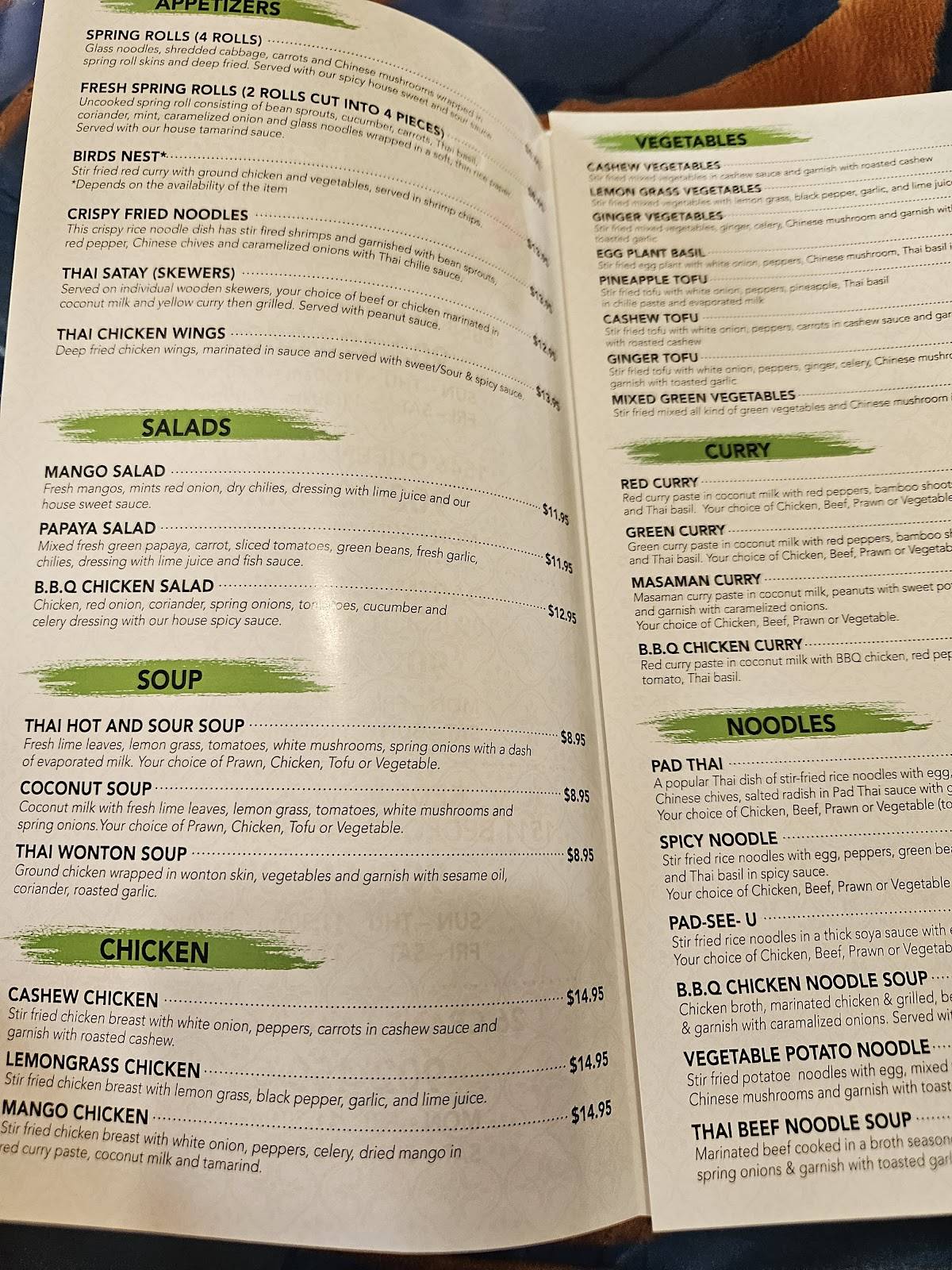 Menu at Cha Baa Thai Restaurant (Bayer Lake), Beechville
