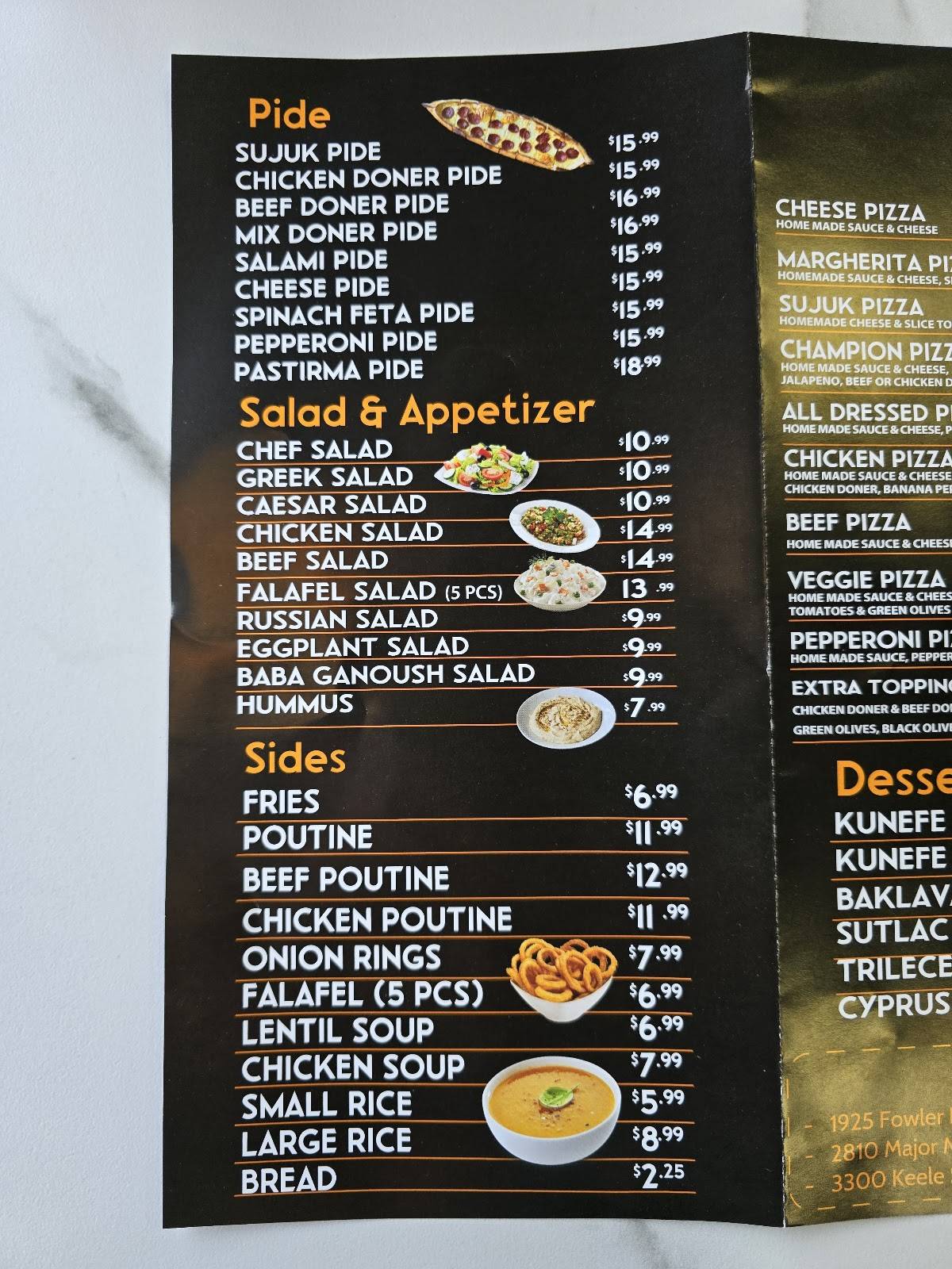 Menu at Champion Döner desserts, Mississauga, Dixie Rd