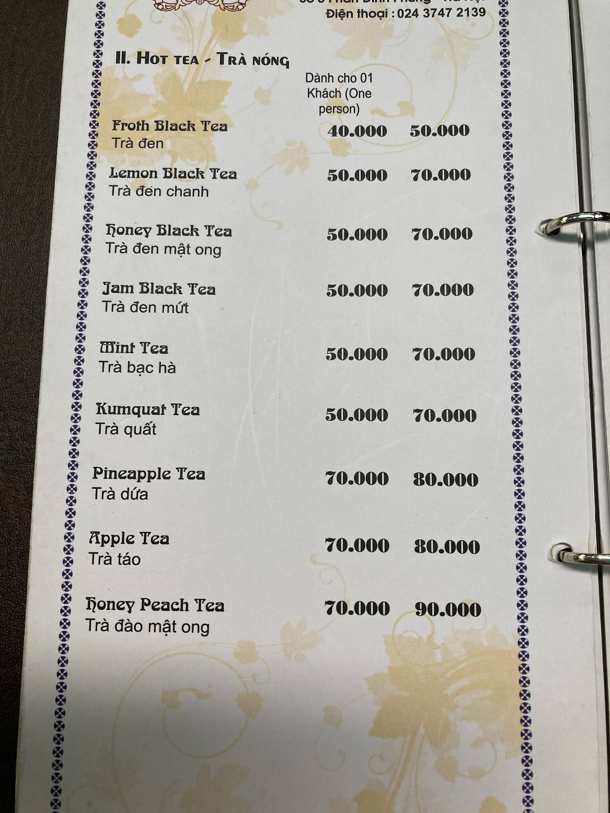Menu at Cháo Đài Loan (Phan Dinh ) restaurant, Hanoi
