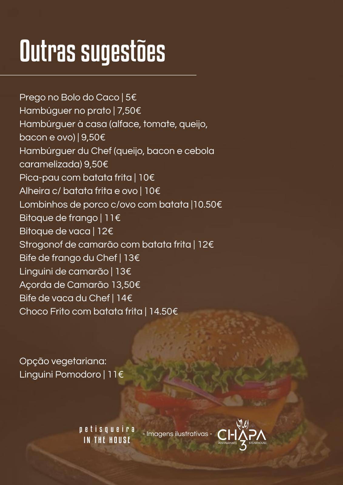 Menu em Chapa 3 Steakhouse, Palmela