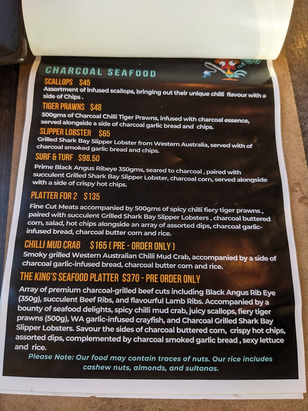 Menu at Charcoal Loco restaurant, Mount Lawley