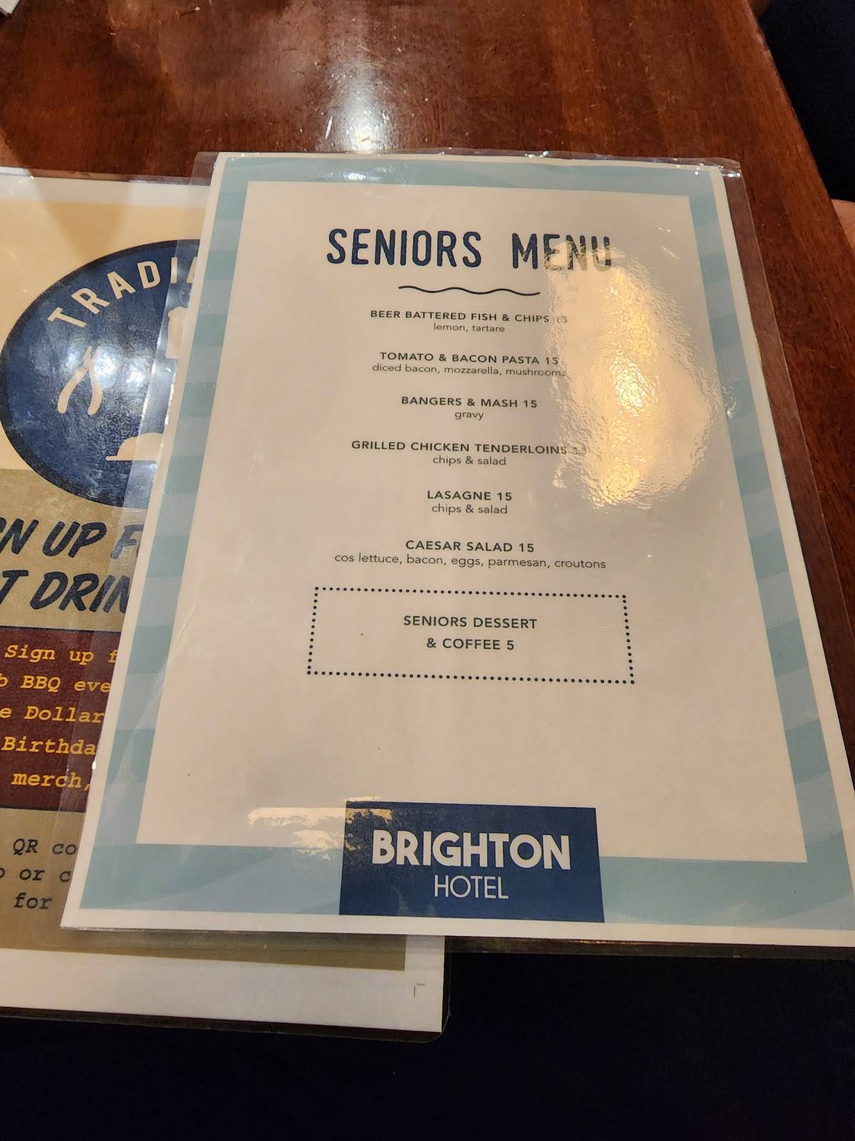 Menu at Charlies @ the Brighton Hotel pub & bar, Brighton