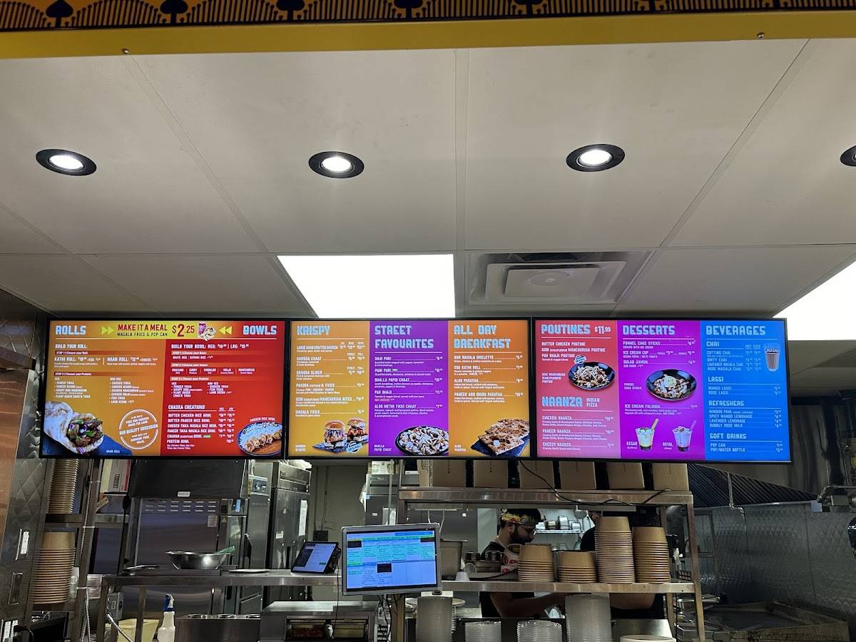 Menu at Chaska Indian Street Food restaurant, Toronto, 218 Adelaide St W