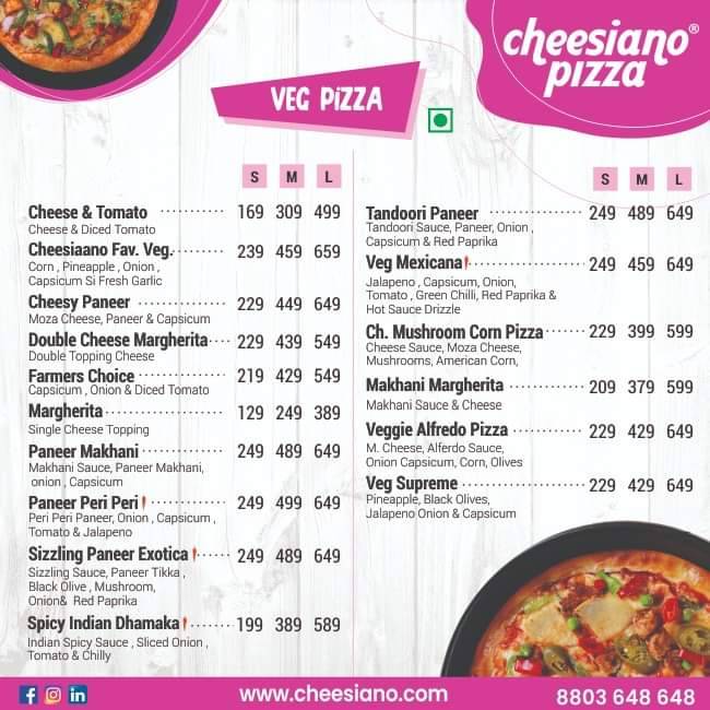 Menu at Cheesiano Pizza, Dhanori, Pune