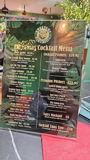 Menu at Cheetahs Bar & Grill, Porthcawl