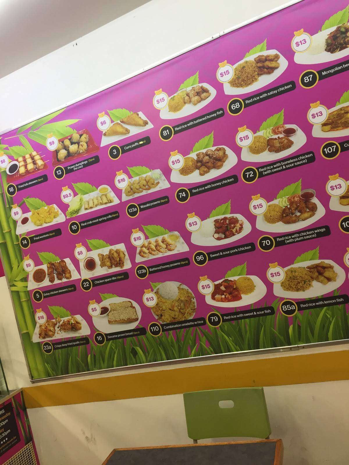 Carta de Chef Kim's Noodle Bar, Hoppers Crossing